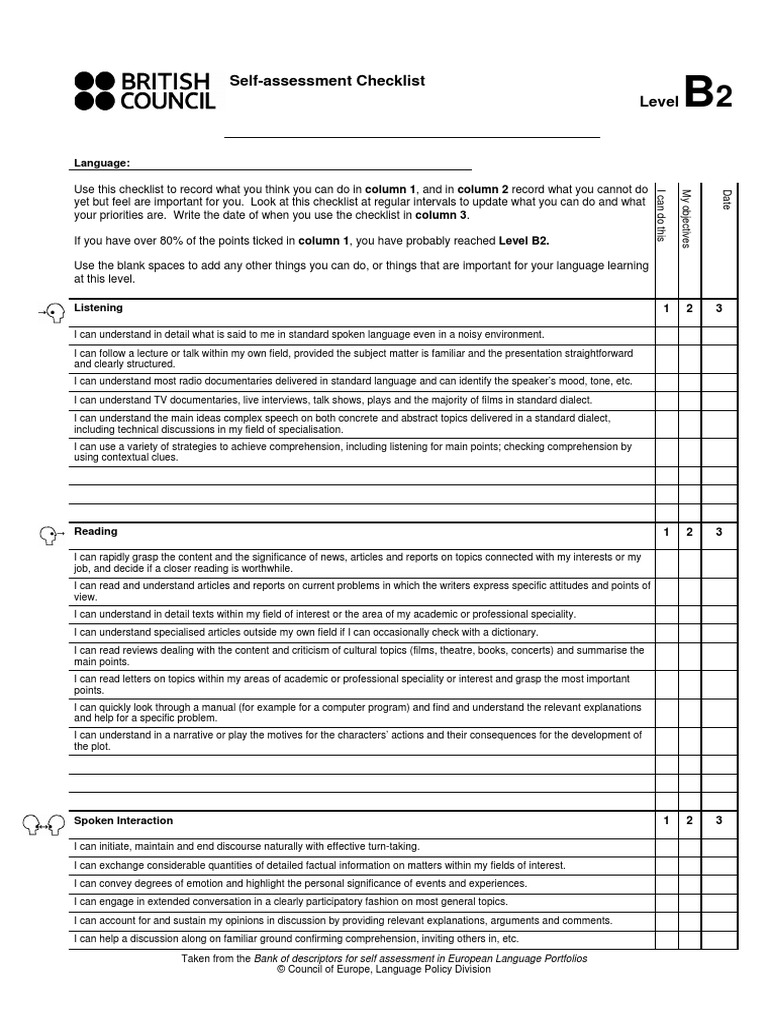 b2 - Check List CEFR | PDF | Conversation | Reading Comprehension