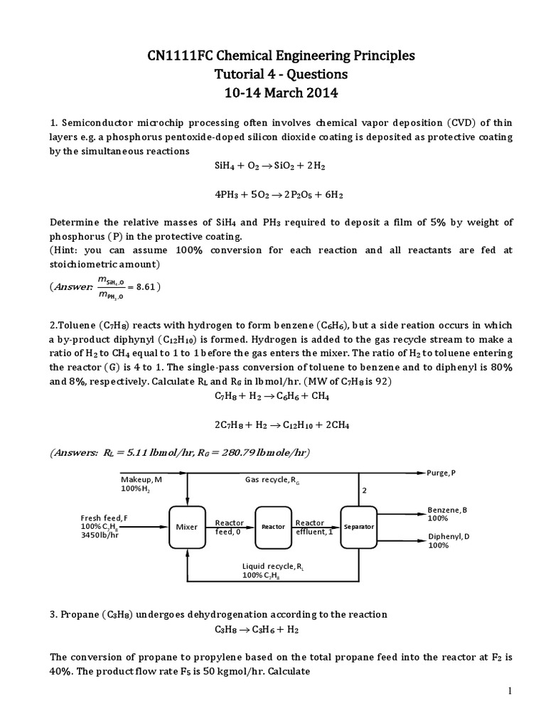 CN1111 Tutorial 4 Question | PDF | Carbon Dioxide | Gases