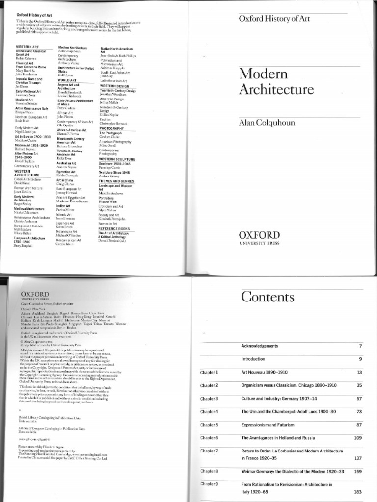 Modern Architecture by Alan Colquhoun (CH 1) | PDF