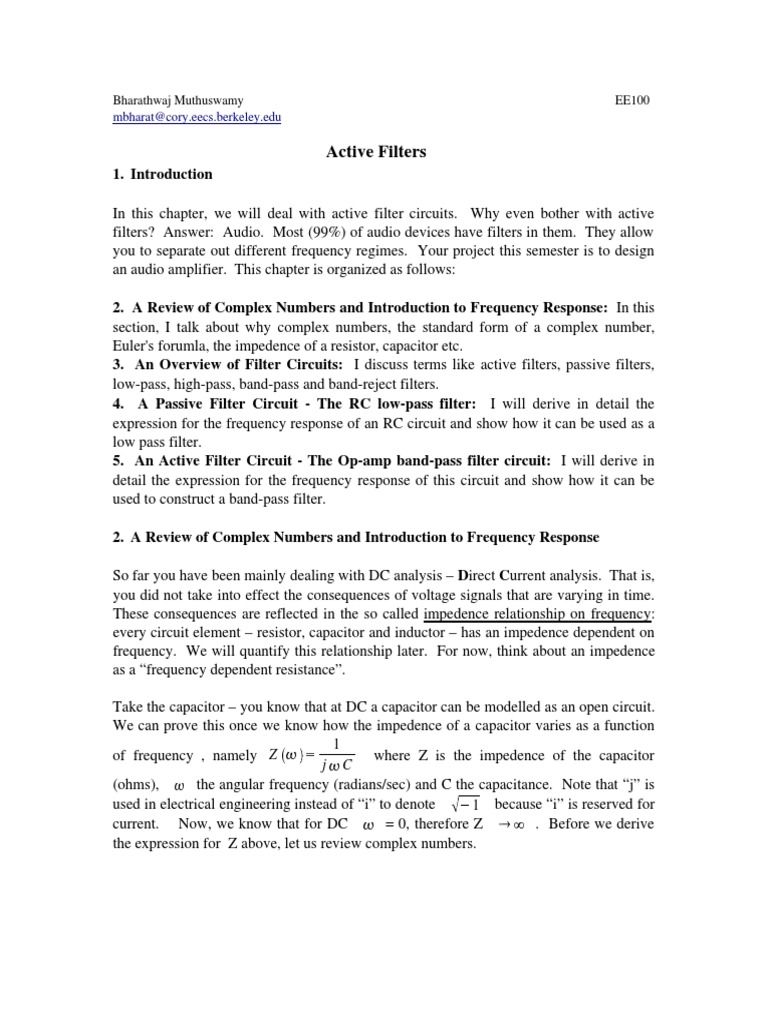 Active Filters | PDF | Electrical Impedance | Electronic Filter