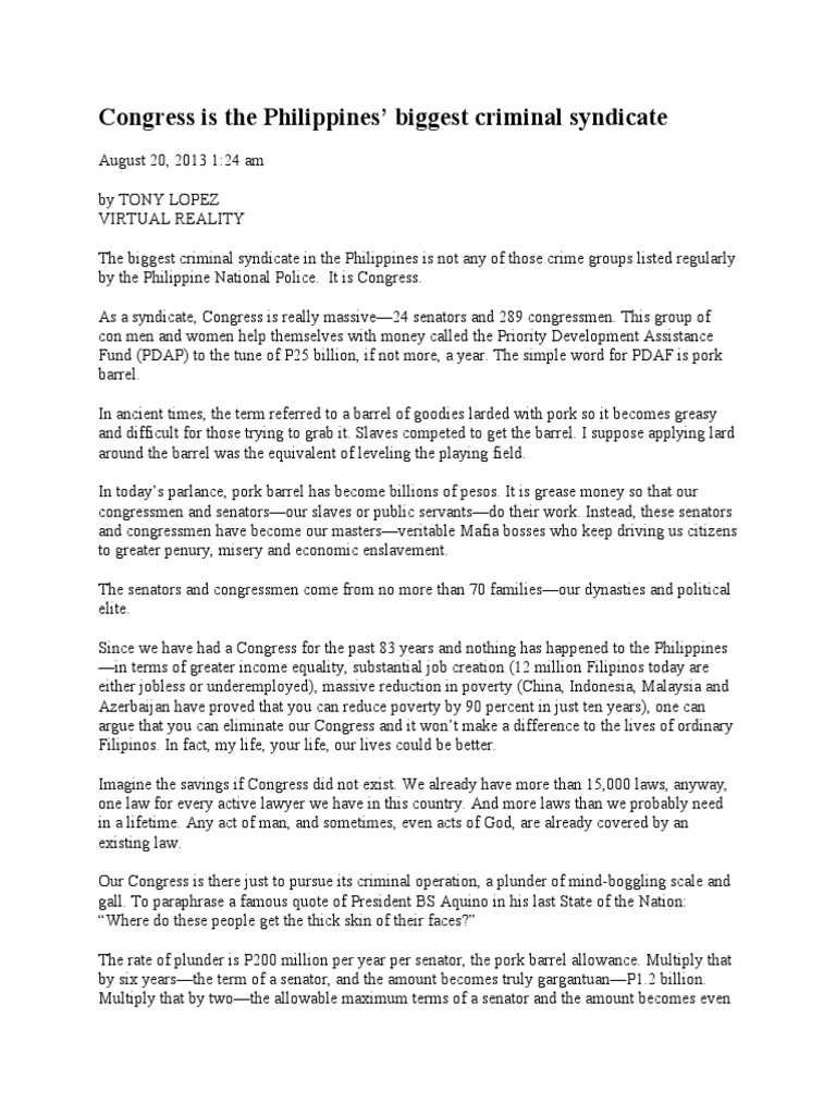 Congress Is The Philippines' Biggest Criminal Syndicate - The Manila ...