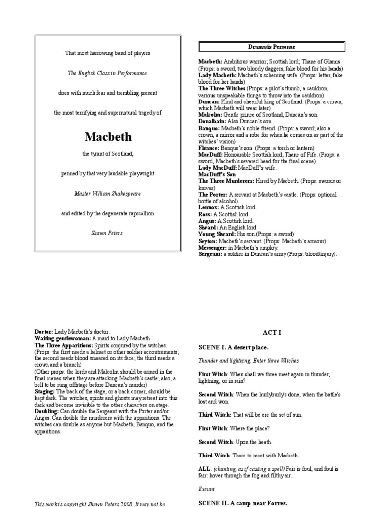 Scripts | PDF | Macbeth | Shakespearean Characters