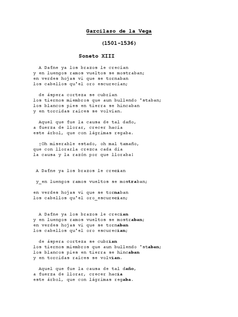 Garcilaso de La Vega Soneto Xiii | PDF