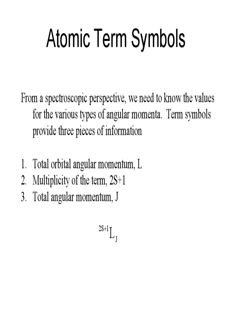 Term Symbol | Electron Configuration | Atomic Orbital