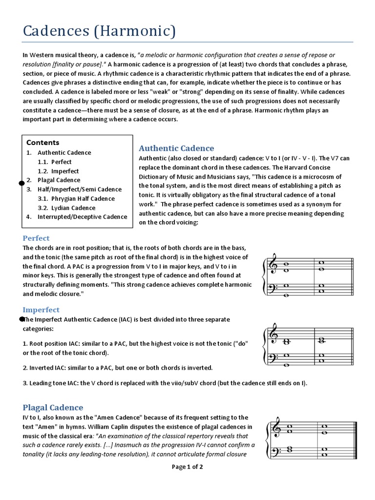Cadences | PDF | Chord (Music) | Elements Of Music