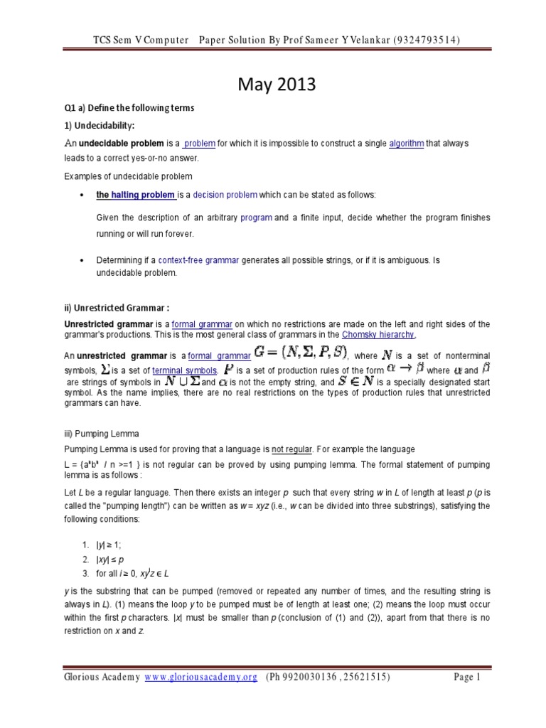 Tcs Paper Soln | PDF | Formal Methods | Logic