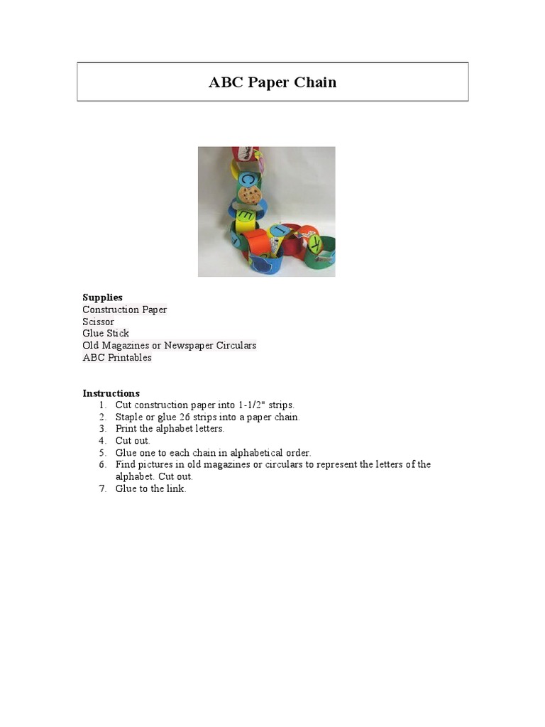 ABC Paper Chain Craft Instructions | PDF