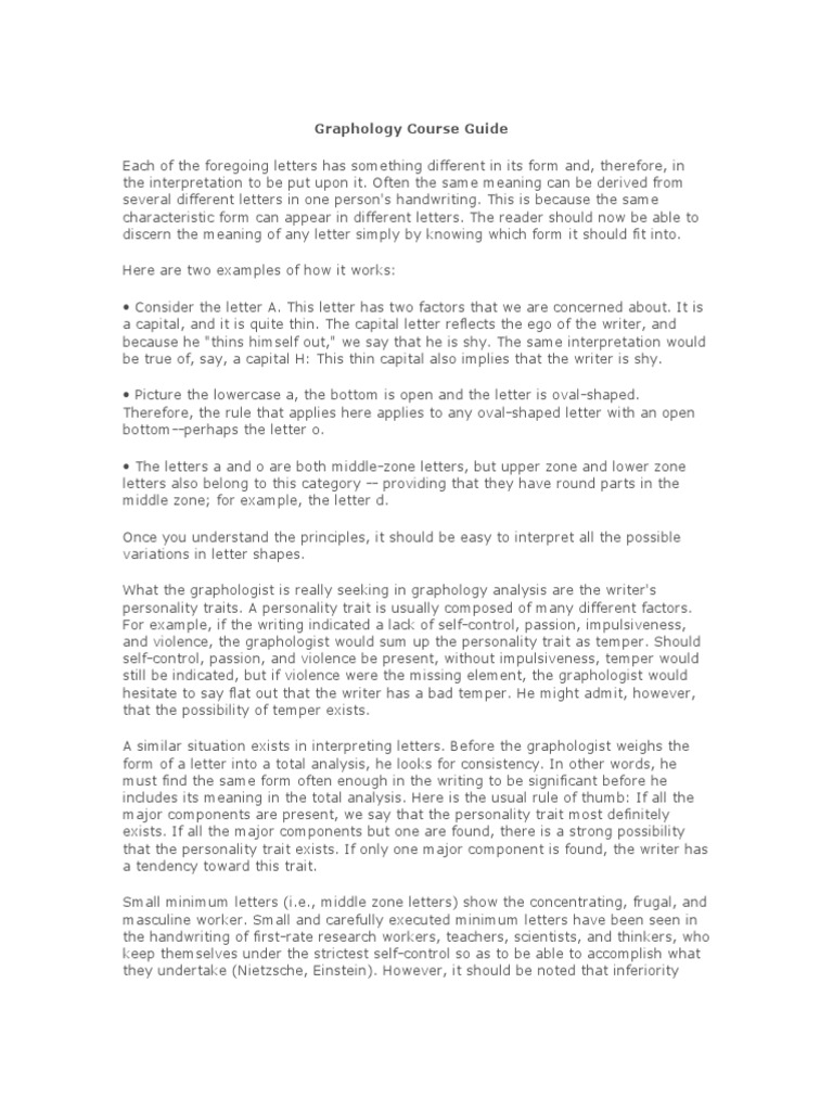 Graphology Analysis Guide | PDF