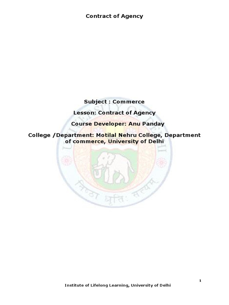 Contract of Agency | PDF | Law Of Agency | Ratification