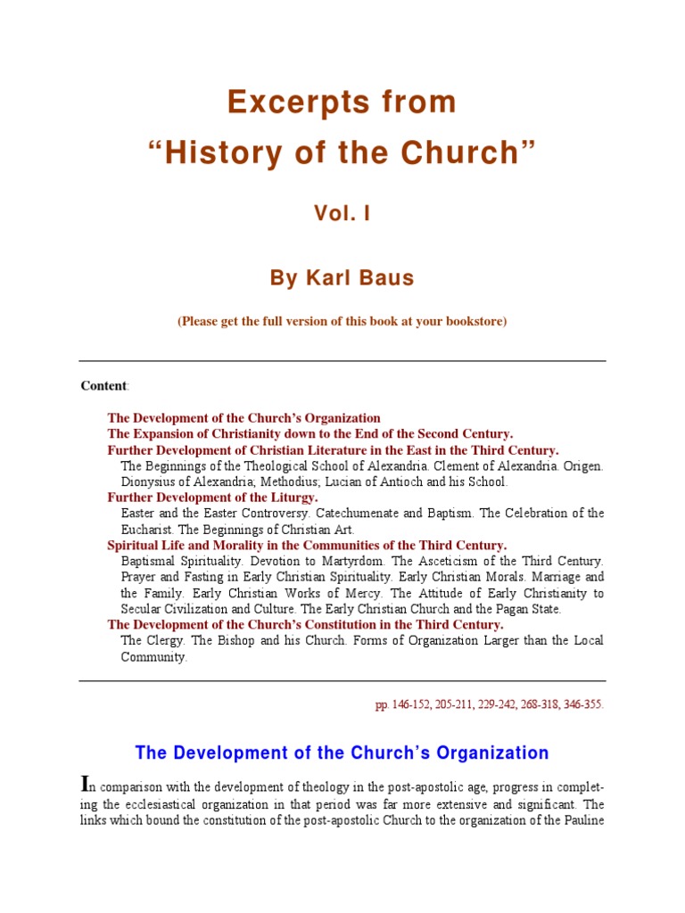 Book - History of The Church (I-III Centur.) Karl Baus (His | PDF ...