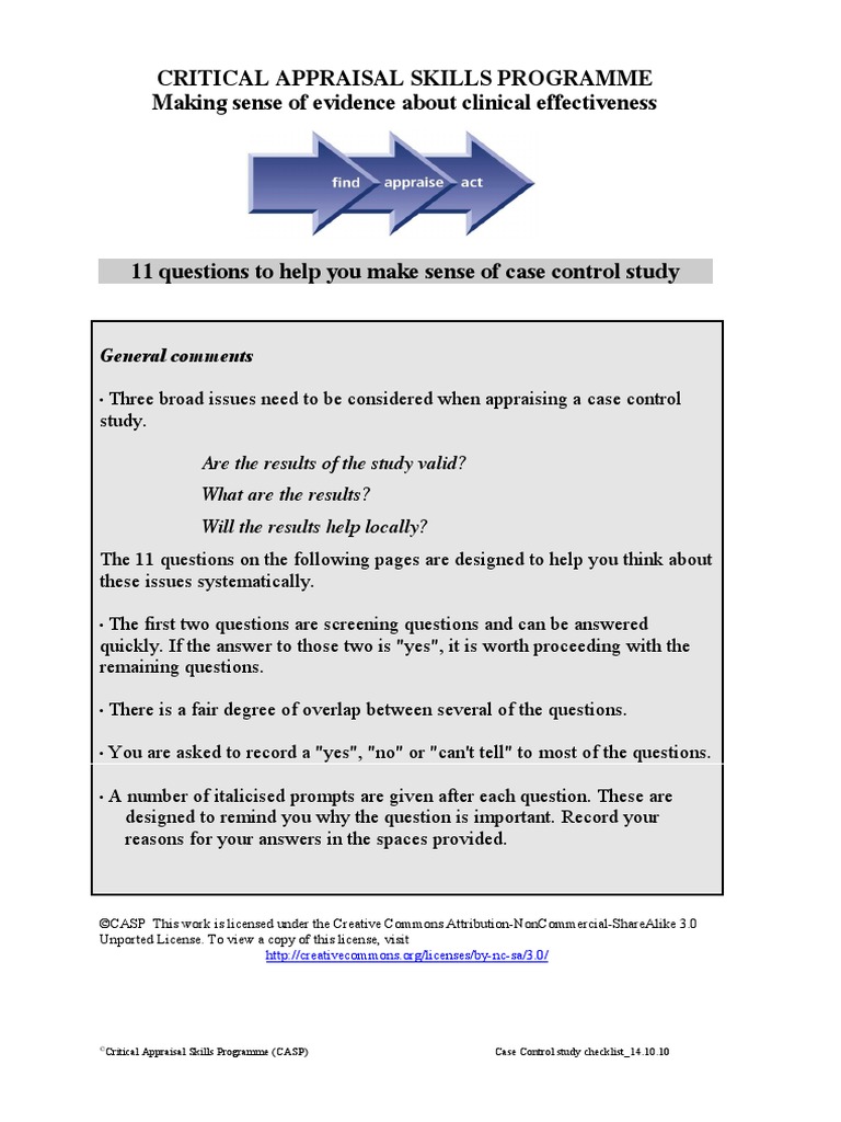 CASP Case-Control Appraisal Checklist 14oct10-1 | PDF | Confounding ...