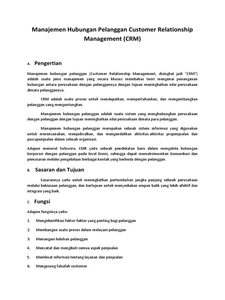 Manajemen Hubungan Pelanggan Customer Relationship Management | PDF