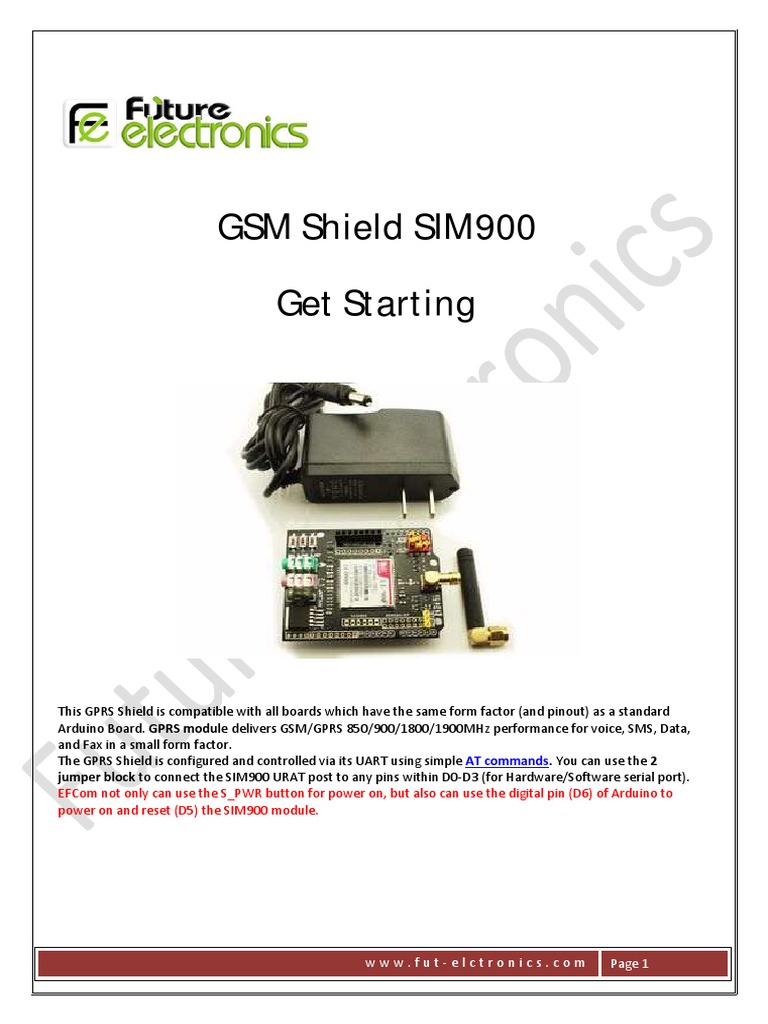 GSM Shield SIM900 Get Started Guide | PDF | Arduino | Short Message Service
