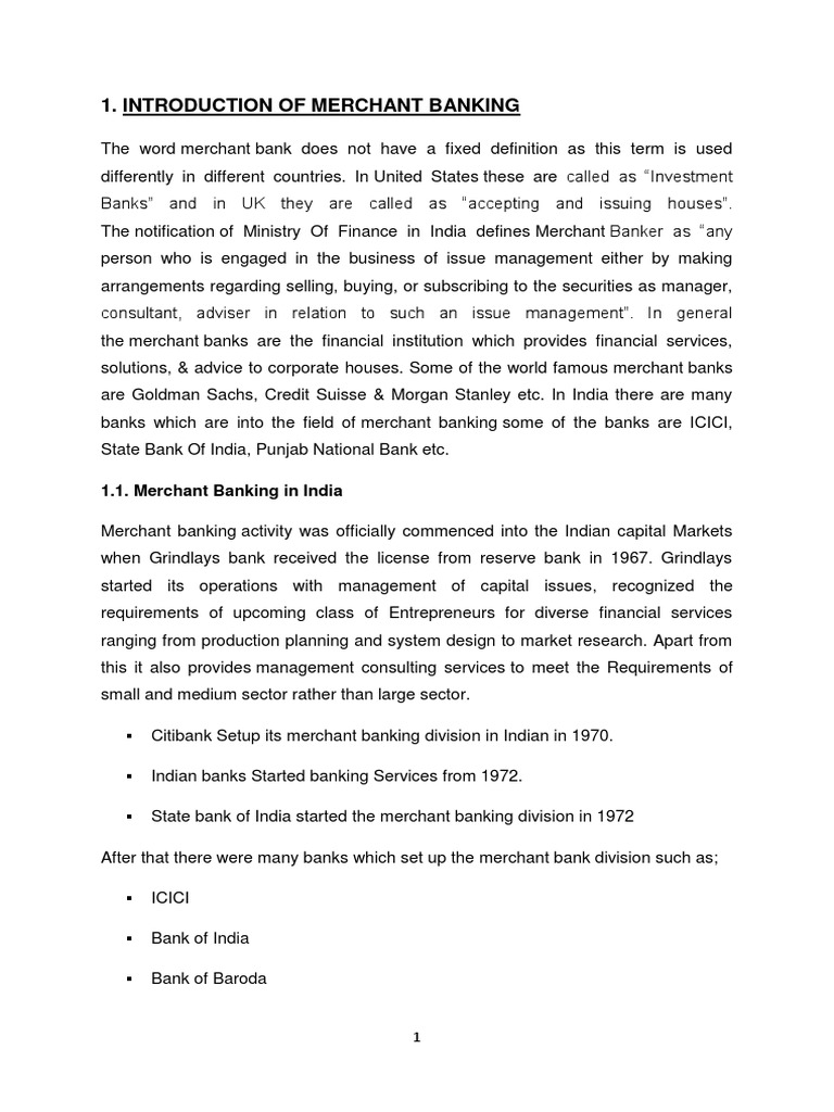 Merchant Banking Pdf Securities Finance Banks