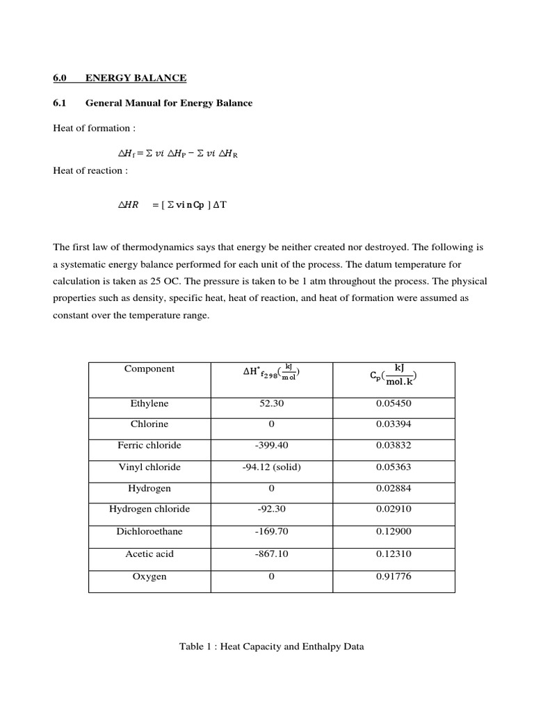 Energy Balance in Chemical Processes | PDF | Enthalpy | Chemical Reactions