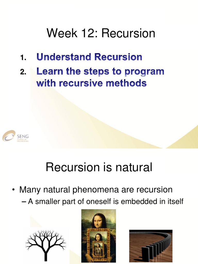 12 Recursion | PDF | Recursion | Function (Mathematics) 12 Recursion | PDF | Recursion | Function (Mathematics)