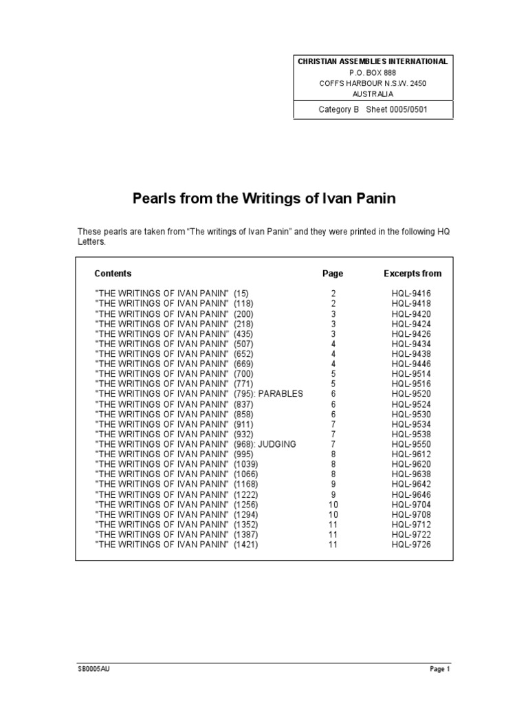 Pearls From The Writings of Ivan Panin | PDF | Love | Truth