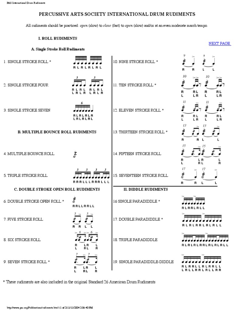 PAS International Drum Rudiments | PDF