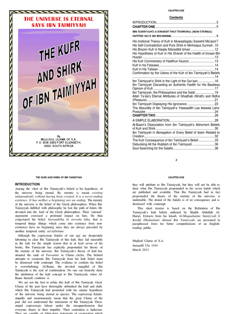 The Kufr and Shirk of Ibn Taymiyyah | PDF | God In Islam | Hadith