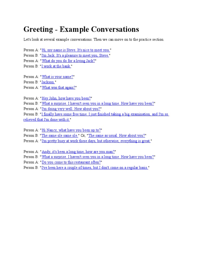 Greeting - Example Conversations | PDF | Nature