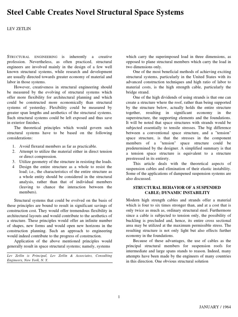 Steel Cable Creates Novel Structural Space Systems | PDF | Suspension ...