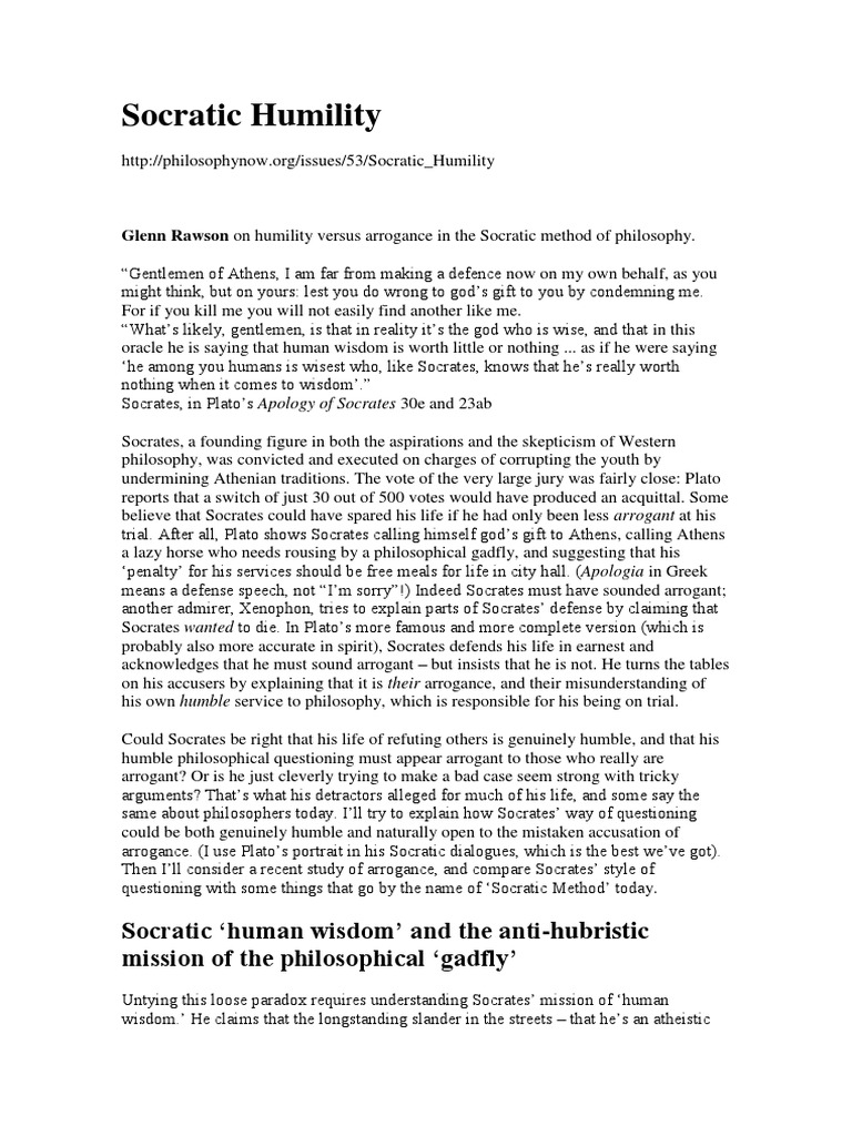 Socratic Humility | PDF | Socrates | Plato