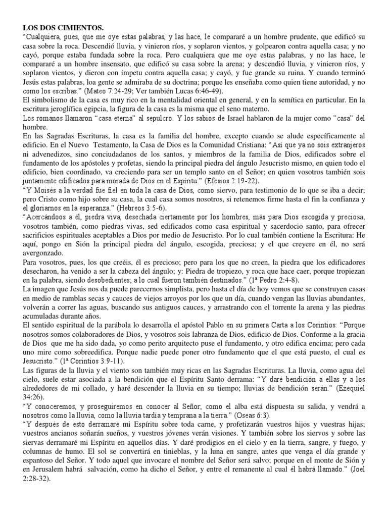 La Parábola de los Dos Cimientos | PDF | espíritu Santo | Jesús