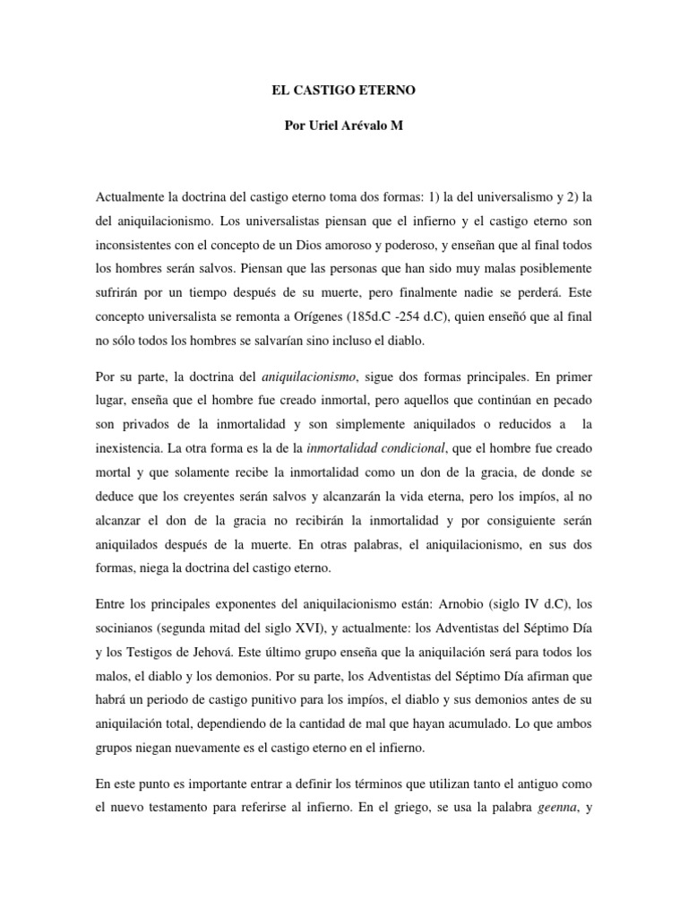 Castigo Eterno | PDF | Infierno | Creencia religiosa y doctrina