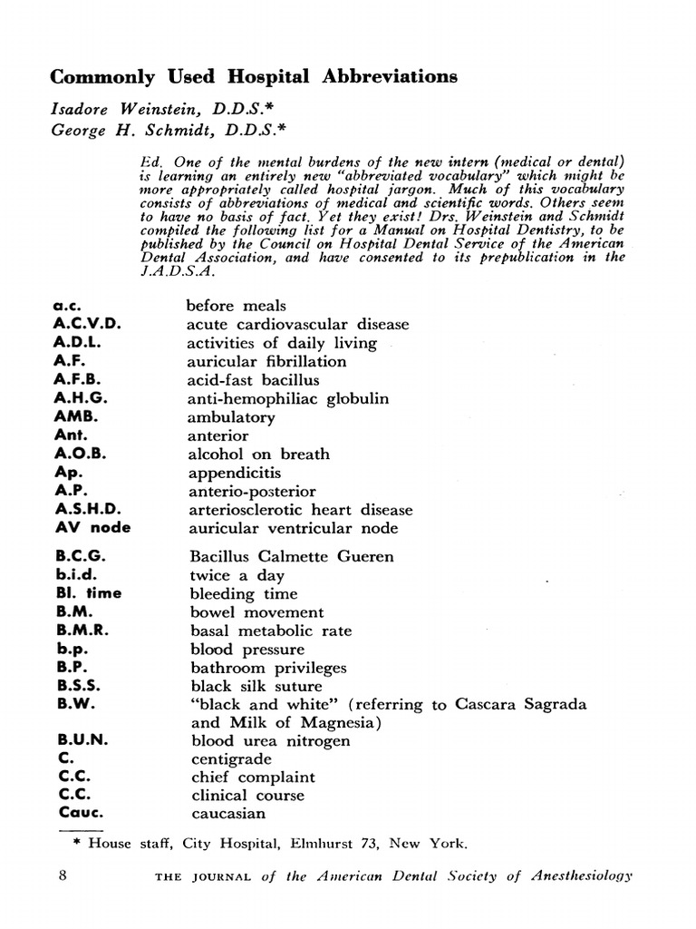 Hospital Abbreviations Guide | PDF | Tuberculosis | Heart Failure