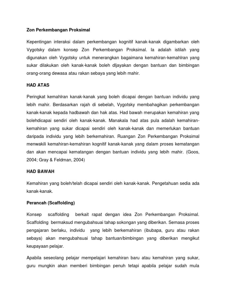 Konsep Zona Perkembangan Proksimal Vygotsky | PDF