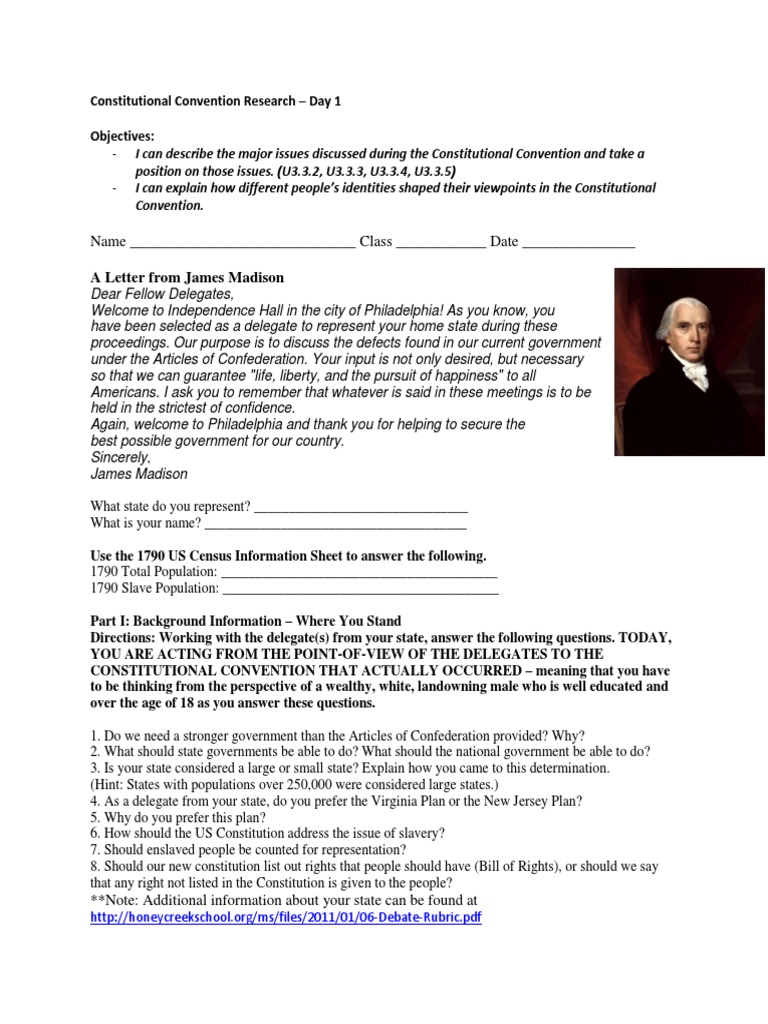Constitutional Convention Research - Day 1 - White Founders | PDF ...