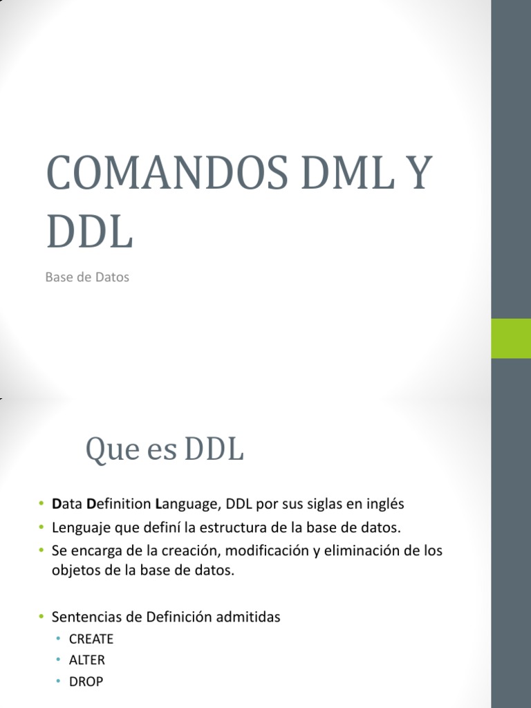 Comandos DML y DDL | PDF | Datos de computadora | Diseño de software
