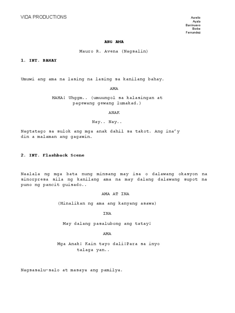 Ang Ama Screen Play | PDF