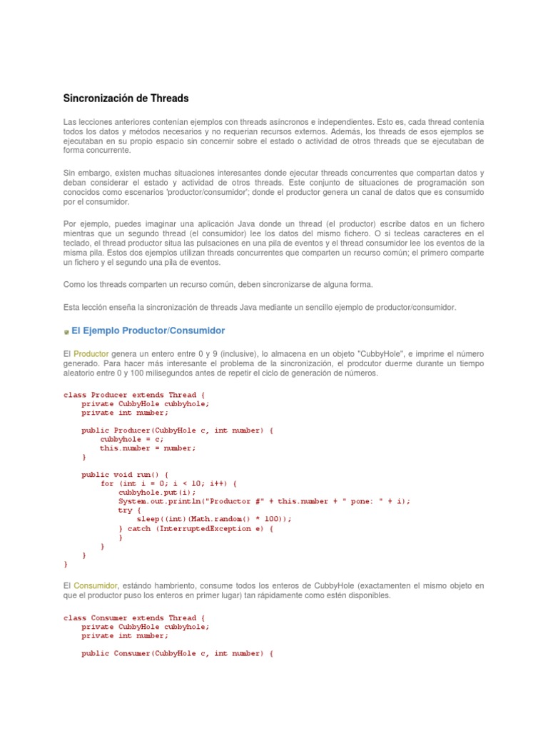 3 Sincronizacion de Threads | Descargar gratis PDF | Hilo (Computación) | Java (lenguaje de ...