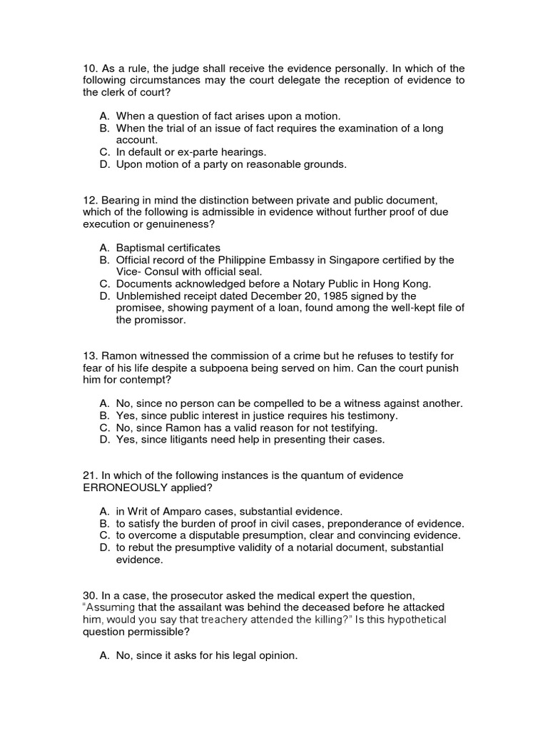 Evidence Law: Key Concepts and Questions | PDF | Evidence (Law) | Hearsay