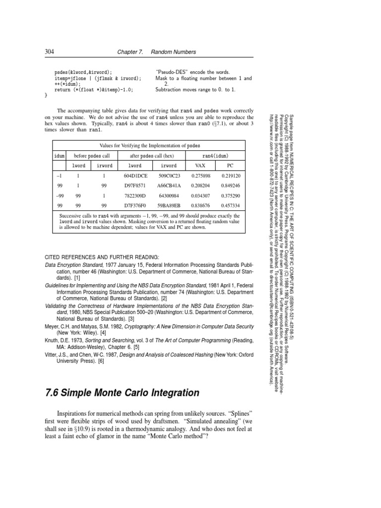 7.6 Simple Monte Carlo Integration: Random Numbers | PDF | Integral ...