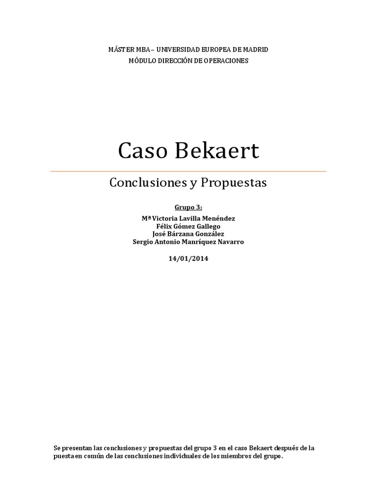 Grupo 3 - Caso de Bekaert | PDF | Calidad (comercial) | Gestión de la calidad