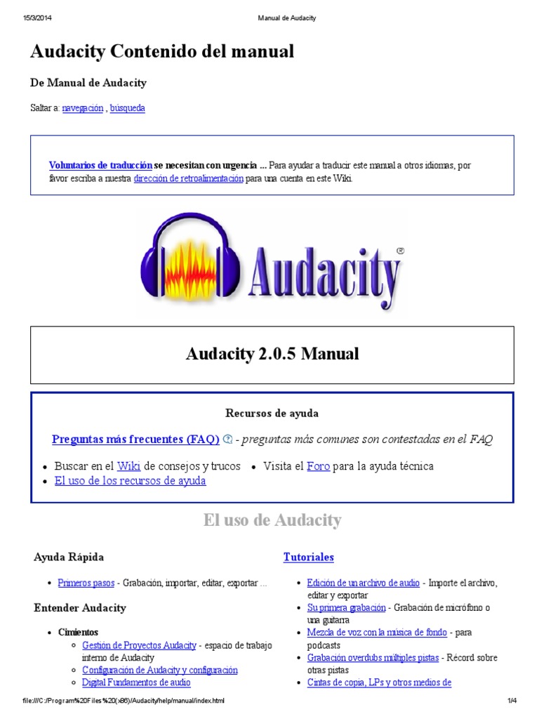 Manual de Audacity | PDF | Creative Commons | Ventana (informática)