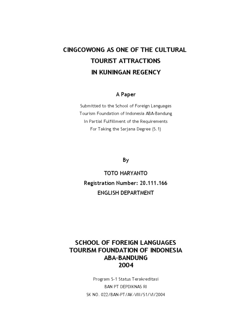 Cingcowong As One of The Cultural..... (English Paper) | PDF | Tourism ...
