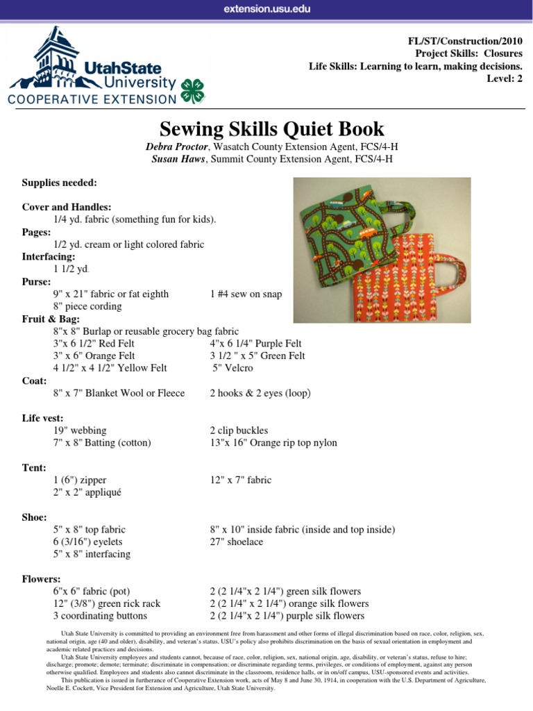 4-H Sewing QuietBook | PDF | Seam (Sewing) | Sewing