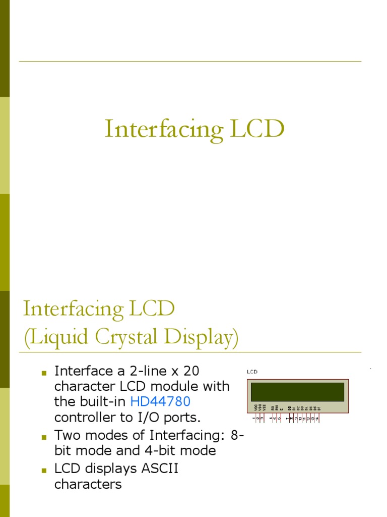 8 - LCD Interfacing | PDF | Liquid Crystal Display | Interface (Computing)
