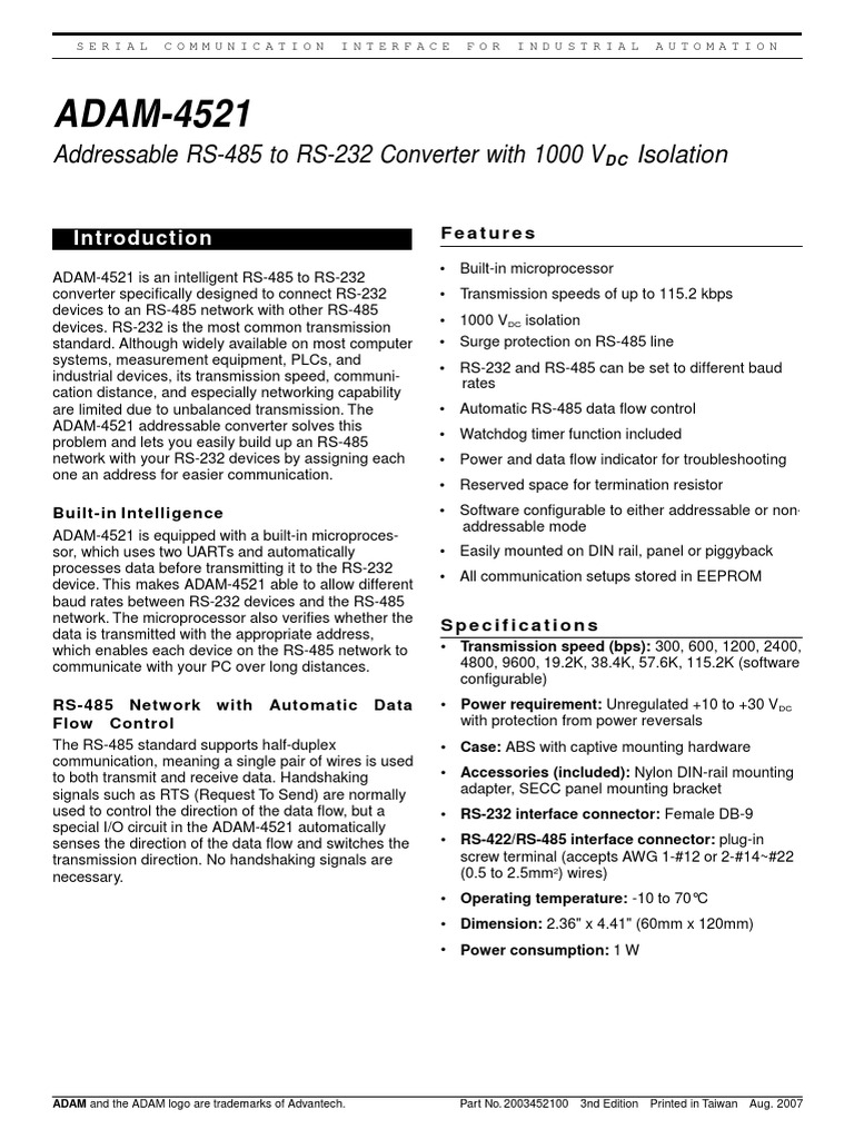 Adam 4521 | PDF | Electrical Connector | Power Supply