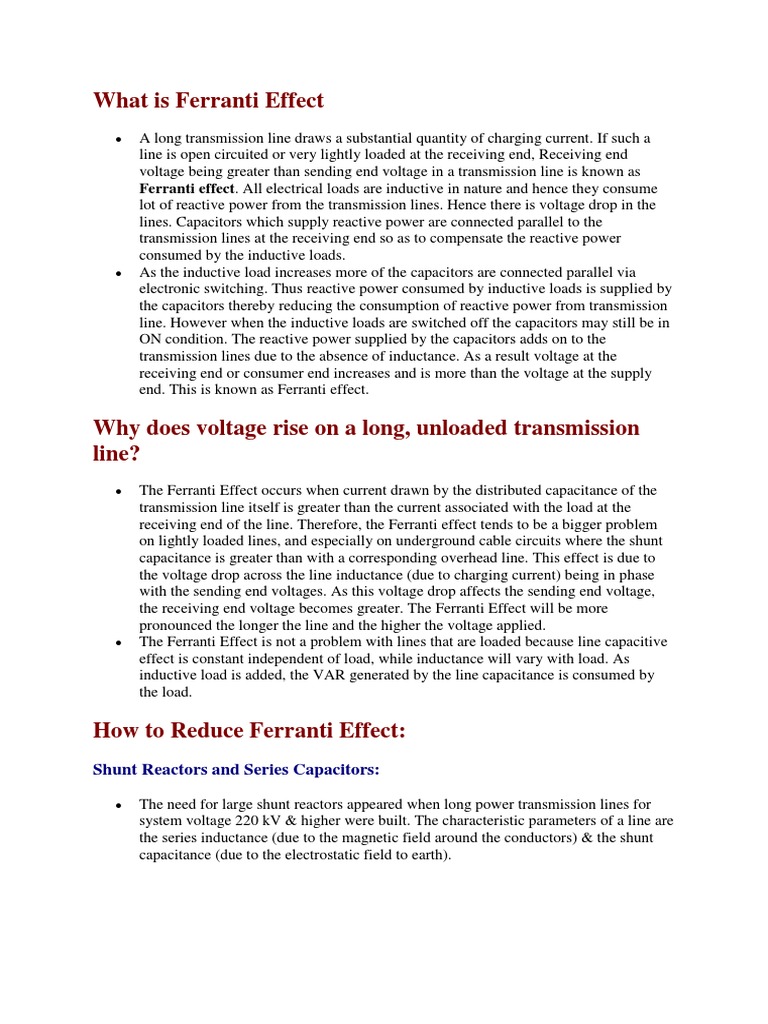 What Is Ferranti Effect | PDF | Capacitor | Ac Power