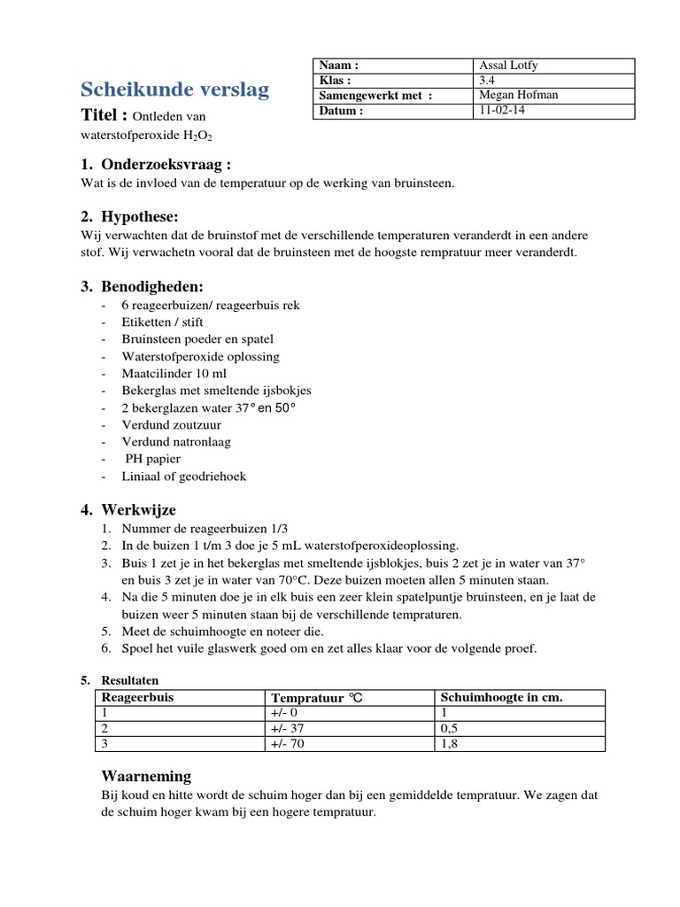 Proefverslag 1 | PDF
