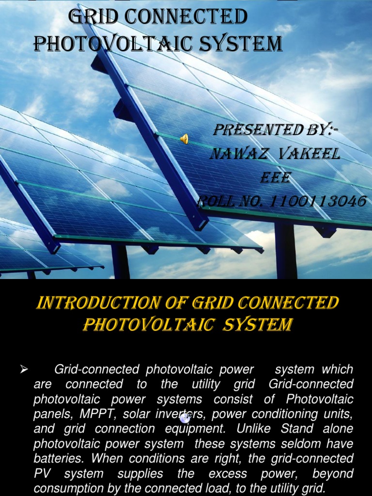 Grid Connected PV System | Photovoltaics | Photovoltaic System