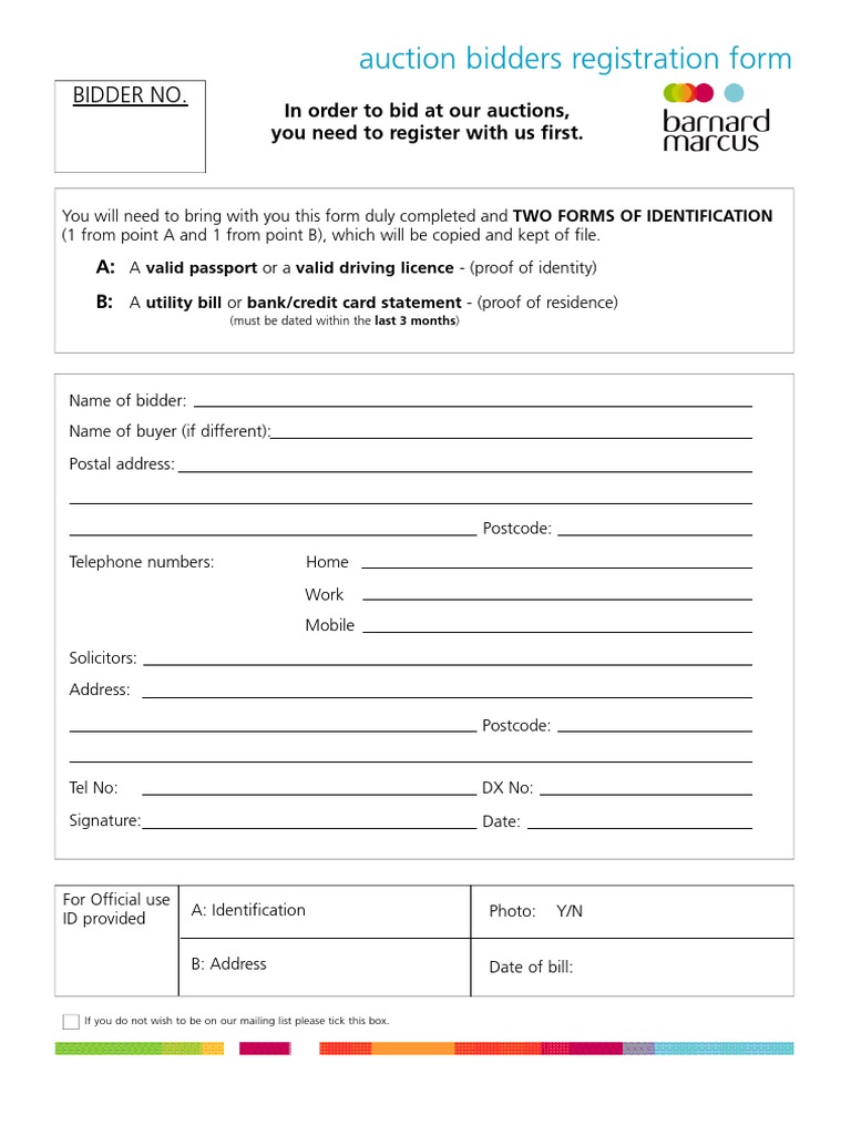 Bidder Registration Form | PDF