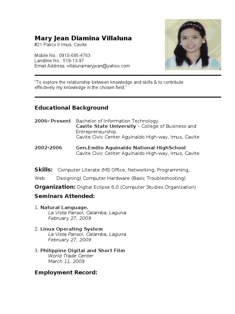 Mary Jean Villaluna's Resume Summary | PDF | Career & Growth | Computers