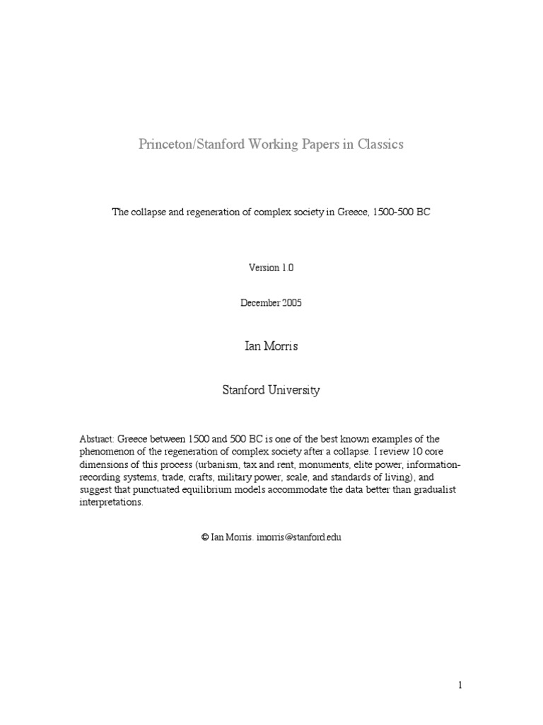 The Collapse and Regeneration of Complex Society in Greece 1500-500 ...