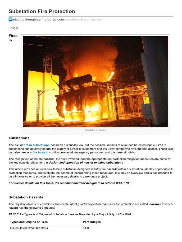 Substation Fire Hazards Overview | PDF | Electrical Substation | Fires