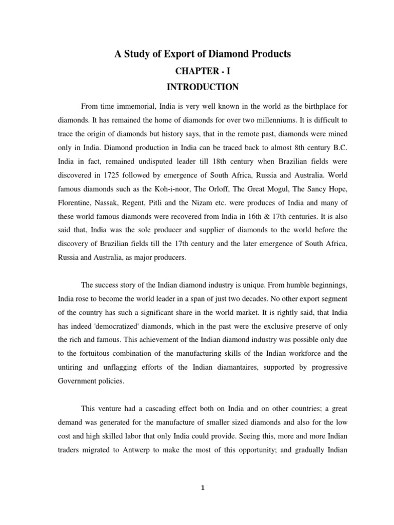 A Study of Export of Diamond Products | PDF | Diamond | Gemstone